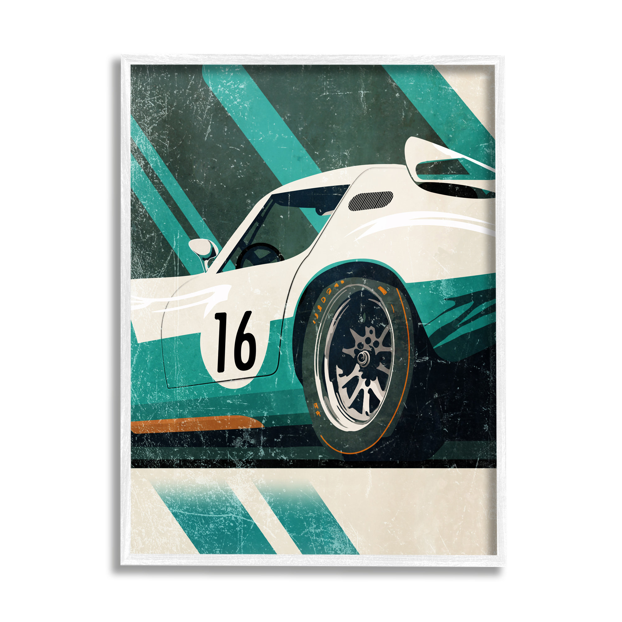 Stupell Industries Classic Green Race Car Framed On Wood by Enrico ...