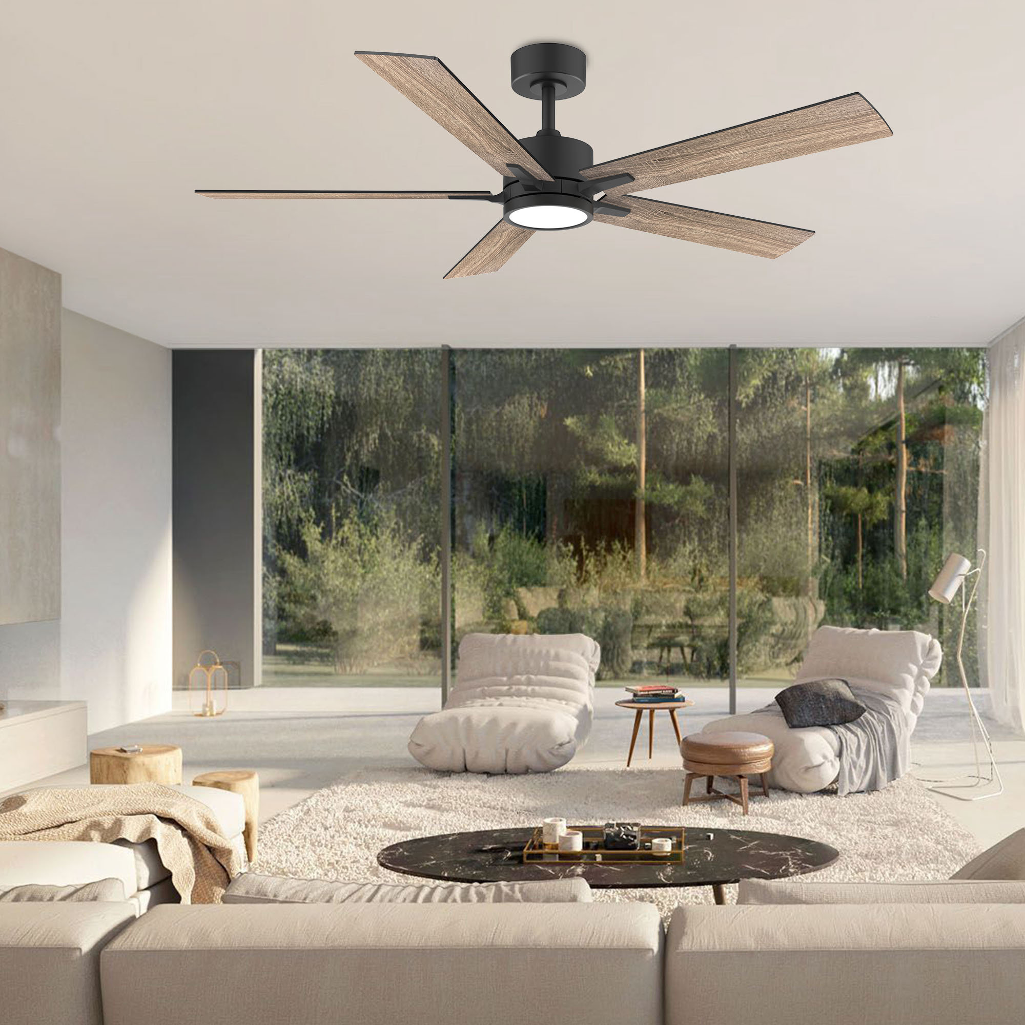 Ebern Designs 52" 5-Blade Modern Wood Ceiling Fan with Light Kit and ...