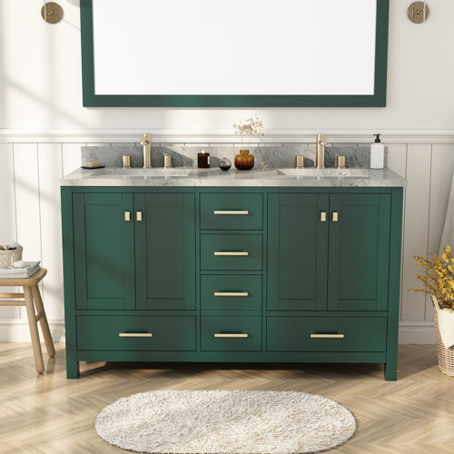 CASAINC Dreamway 60" W Double Bathroom Vanity Solid Wood Vanities With ...