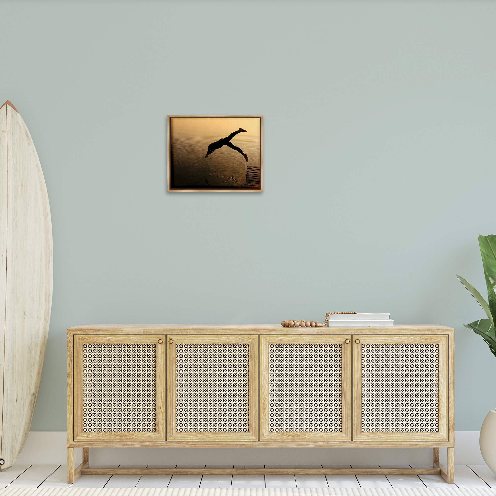 Ebern Designs " Diving Off Dock Silhouette " by Lil' Rue on Canvas ...