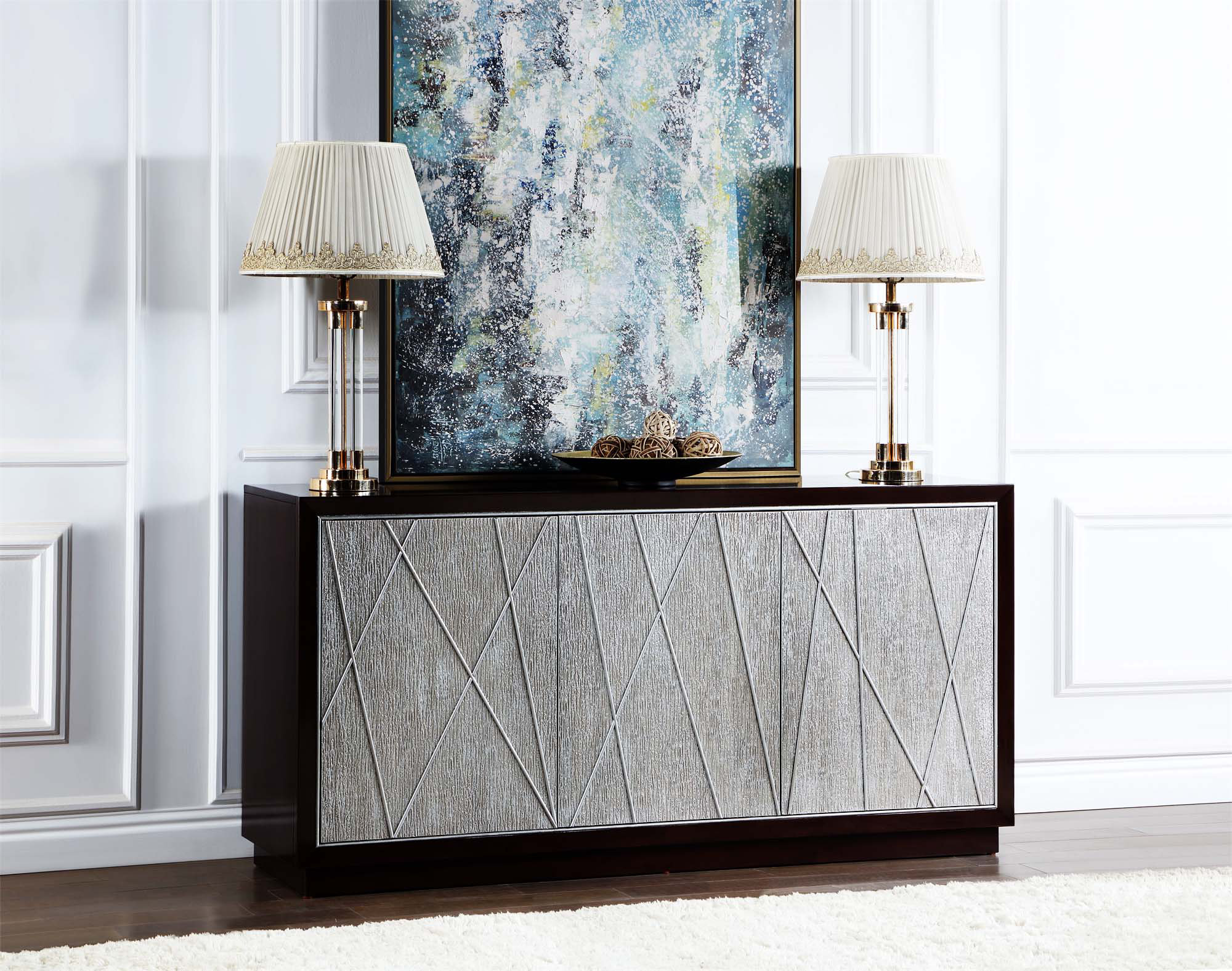 Red Barrel Studio Geranio Metallic Silver & Walnut Finish Console ...