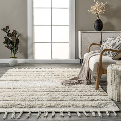 Union Rustic Domenic Handmade Hand Hooked Wool Ivory Rug | Wayfair