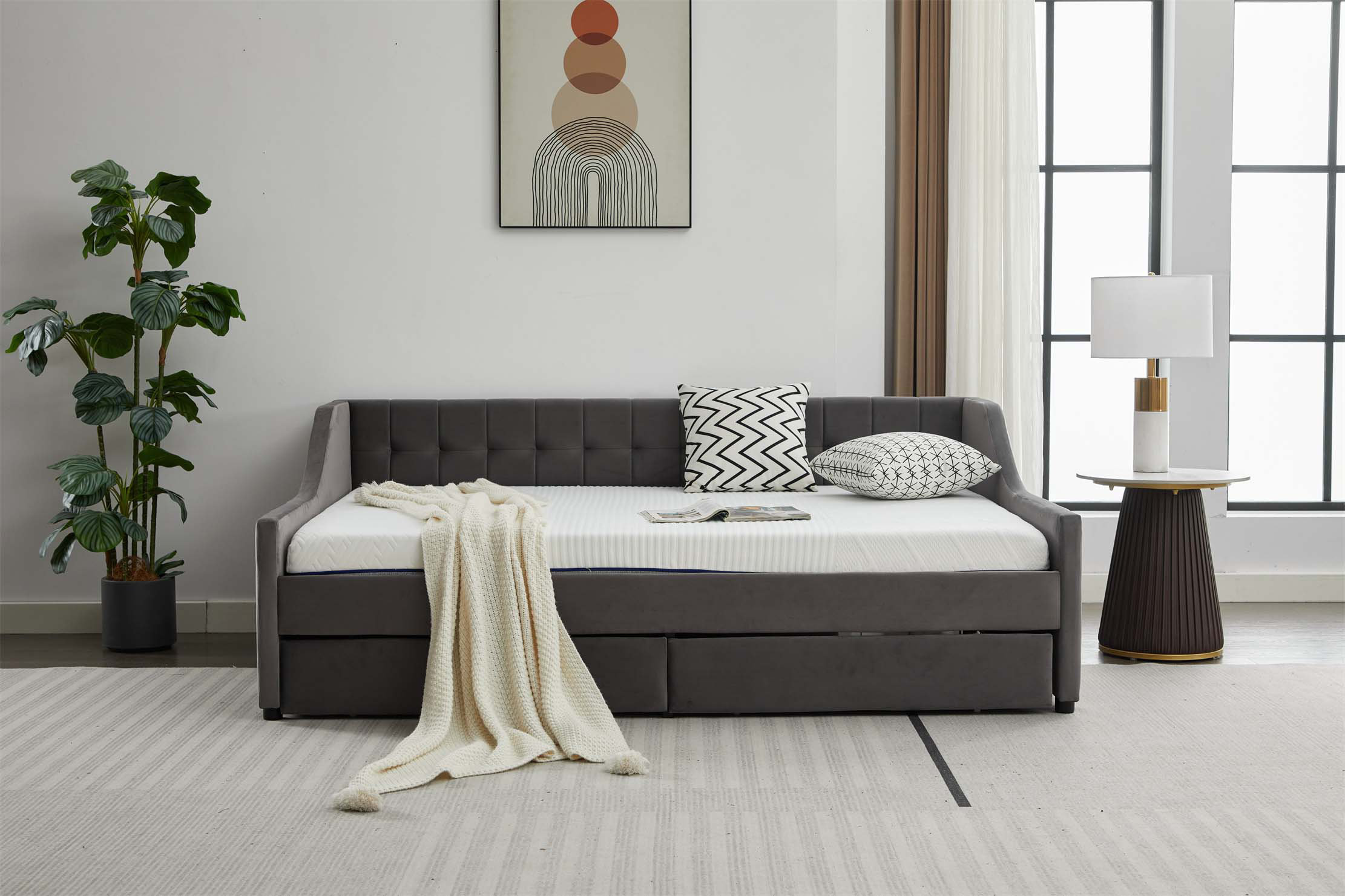 Latitude Run® Daybed Corner Bed Sofa Bed With Drawers Velvet ...