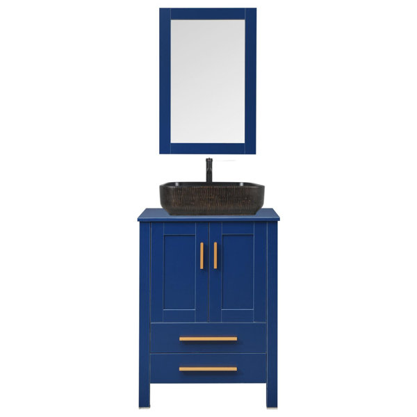 Mercer41 24 In. W X 20 In. D X 32 In. H Bath Vanity In Blue With Solid ...