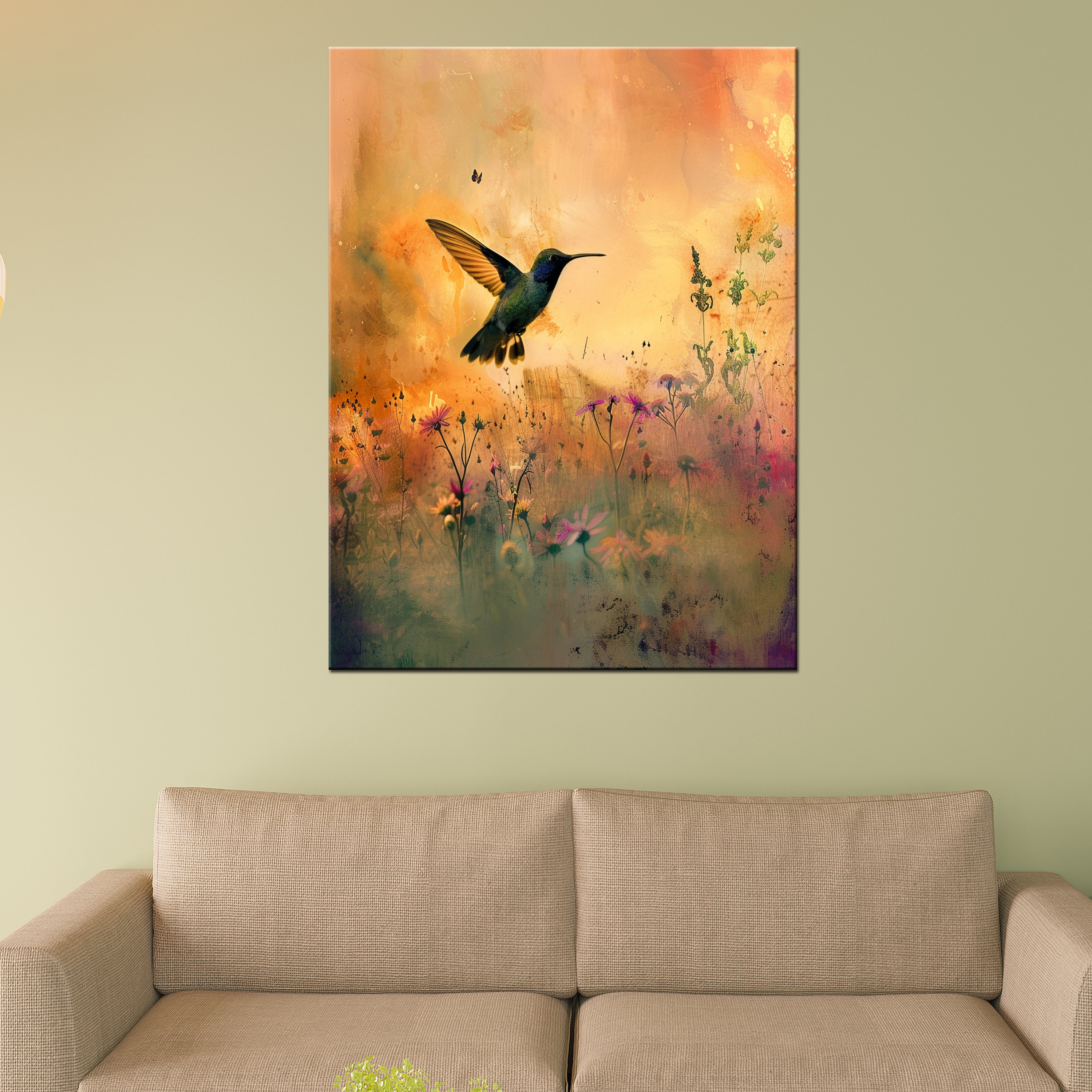 Winston Porter Spring Whispers: Hummingbird Flying Over Dreamy Flower ...