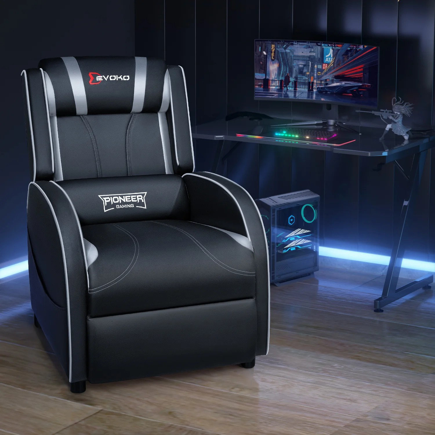 Devoko Massage Gaming Recliner Chair PU Leather Home Theater Seating ...