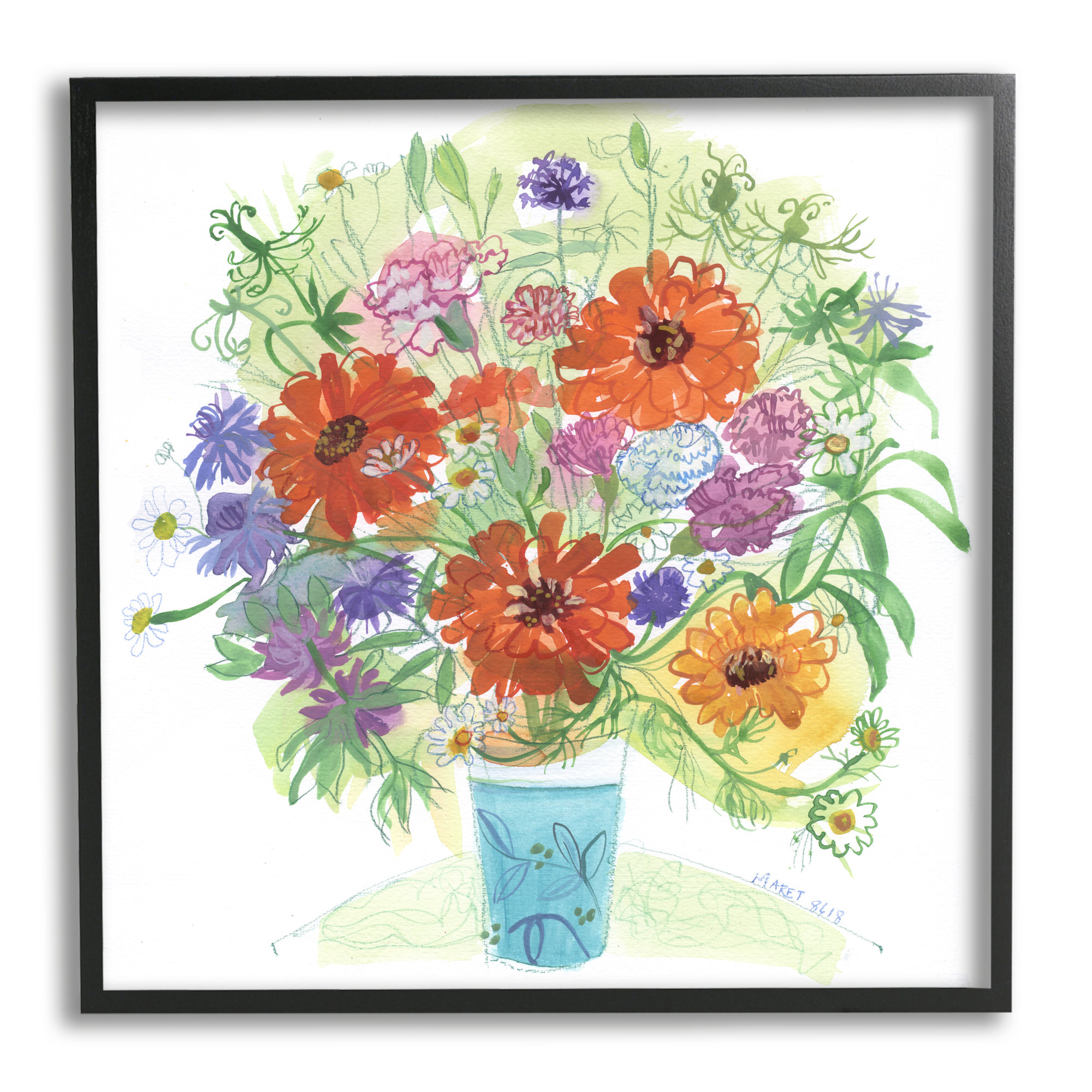Stupell Industries Assorted Daisies Arrangement Layered Botanical ...
