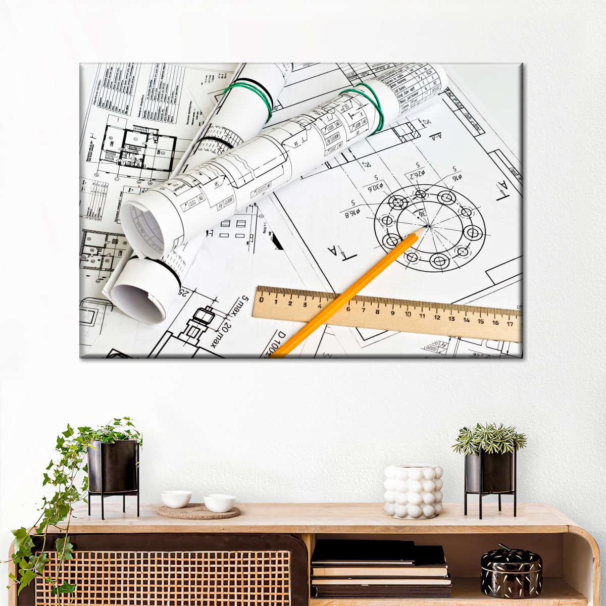 Ebern Designs Engineer Drawings Canvas Print On Canvas Print | Wayfair