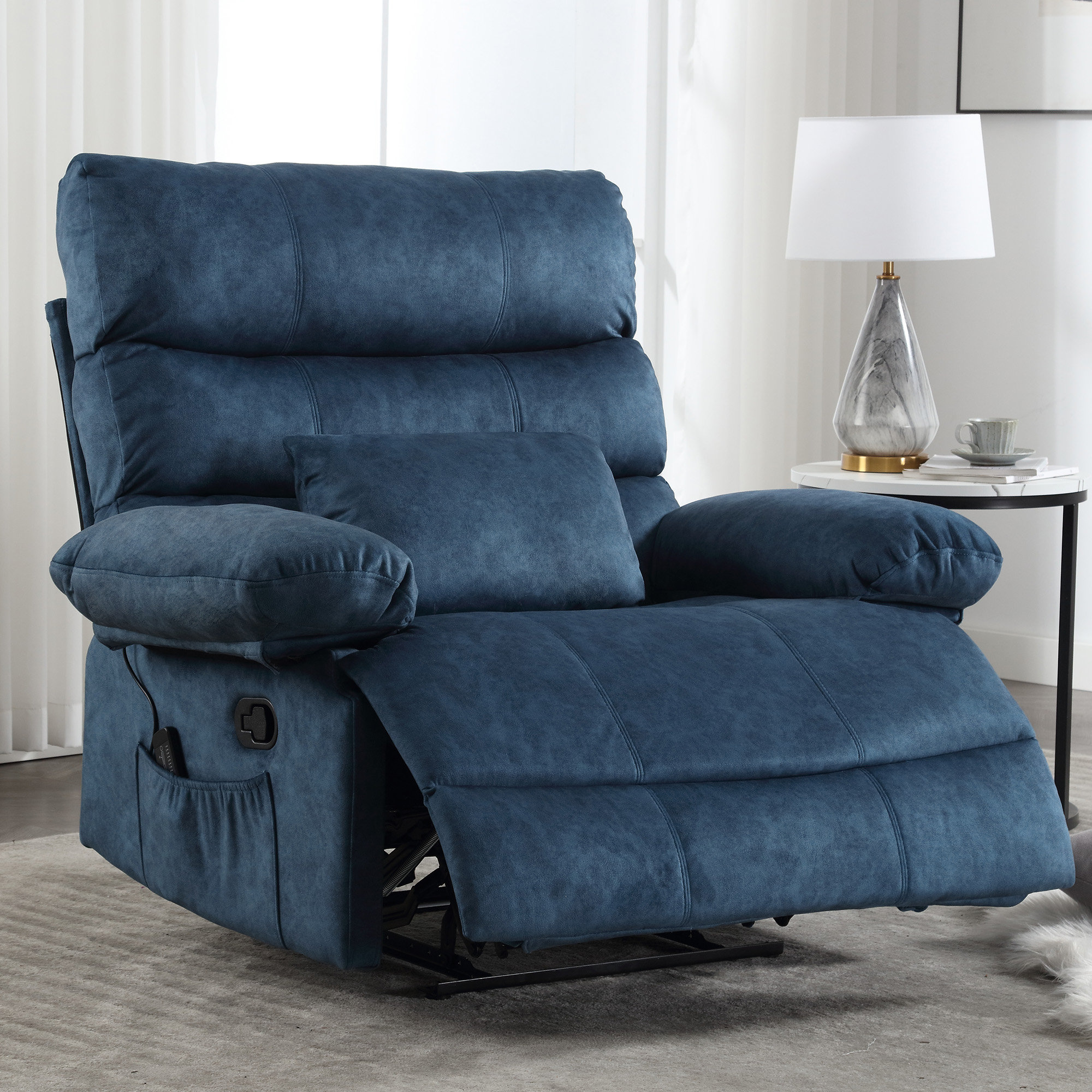 Latitude Run® Lerome Wide Velvet Oversize Upholstered Manual Standard ...