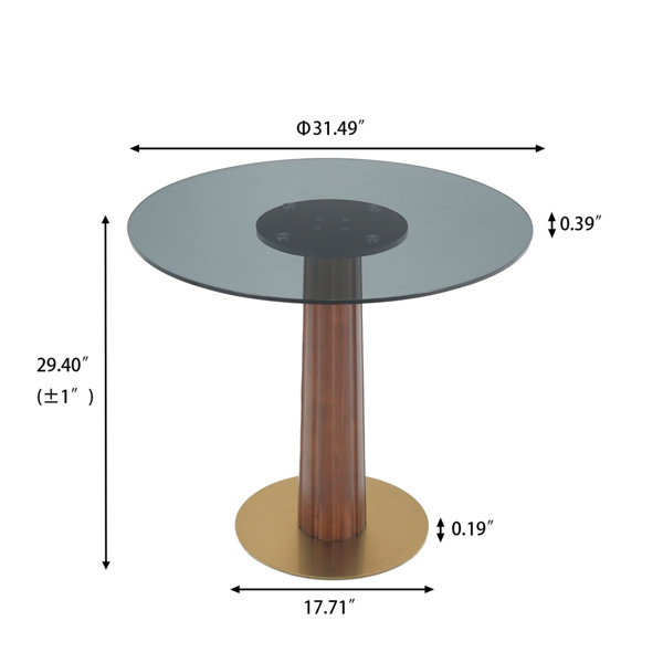 Ebern Designs Modern Round Dining Table, 33.5" Tempered Glass Table ...