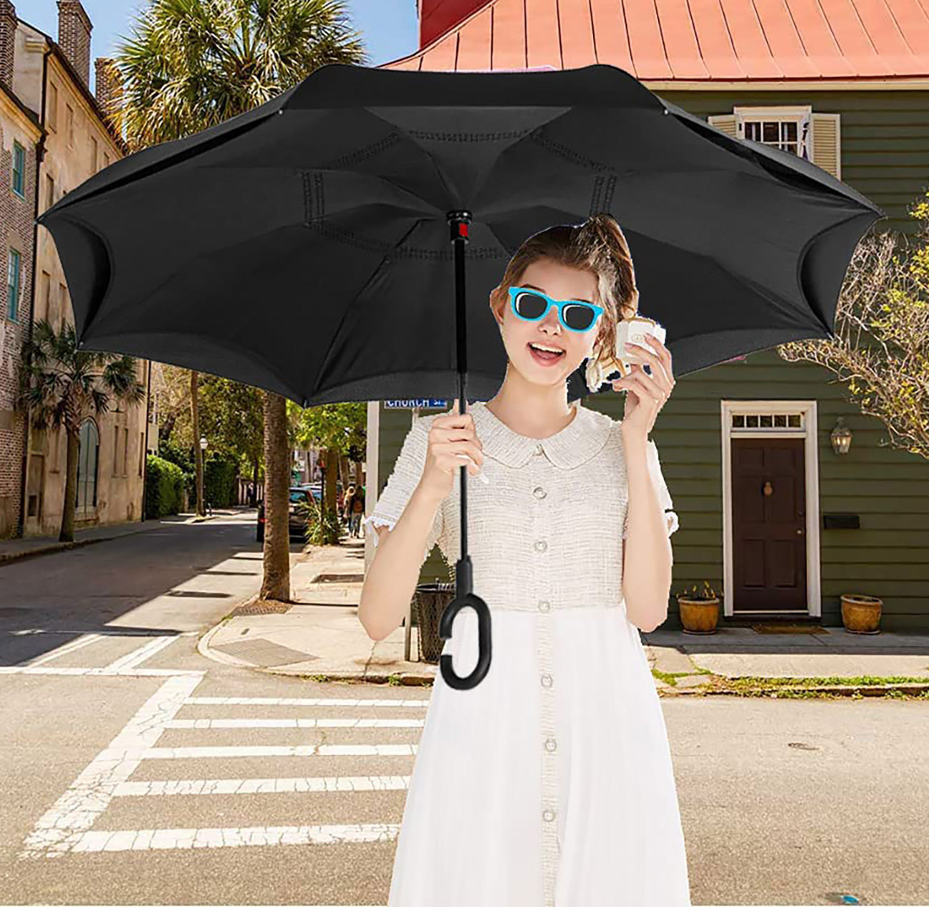 Arlmont & Co. Auto Windproof Reverse Folding Travel Umbrella - Wayfair ...