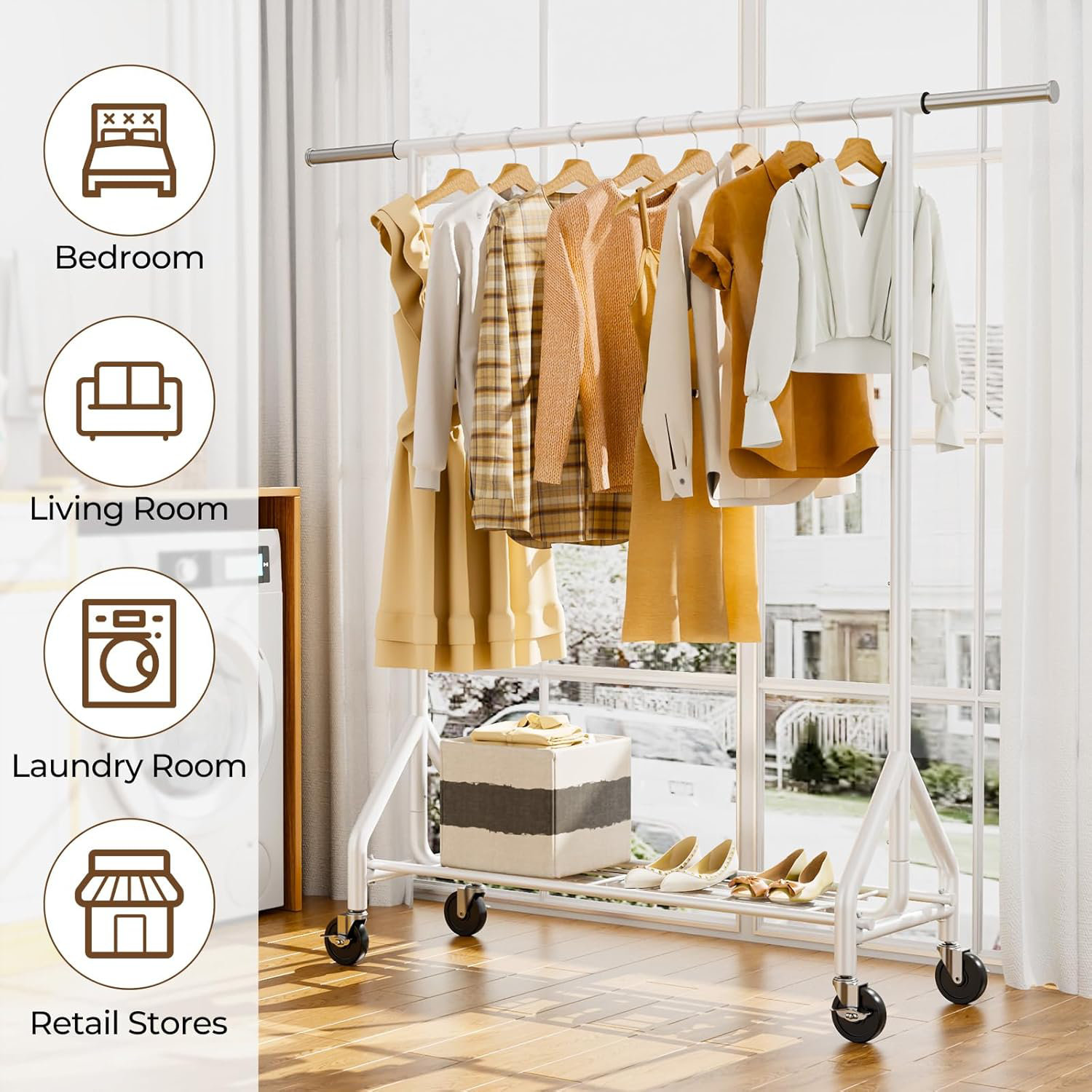 Rebrilliant Heavy Duty Clothes Rack Load 450 LBS, Metal Garment Rack ...