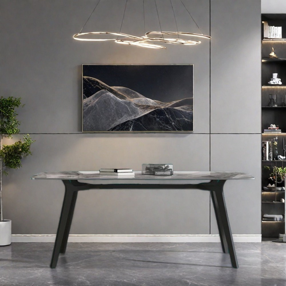 Brayden Studio® Graceful Slate Tabletop with Stable Steel Legs. | Wayfair