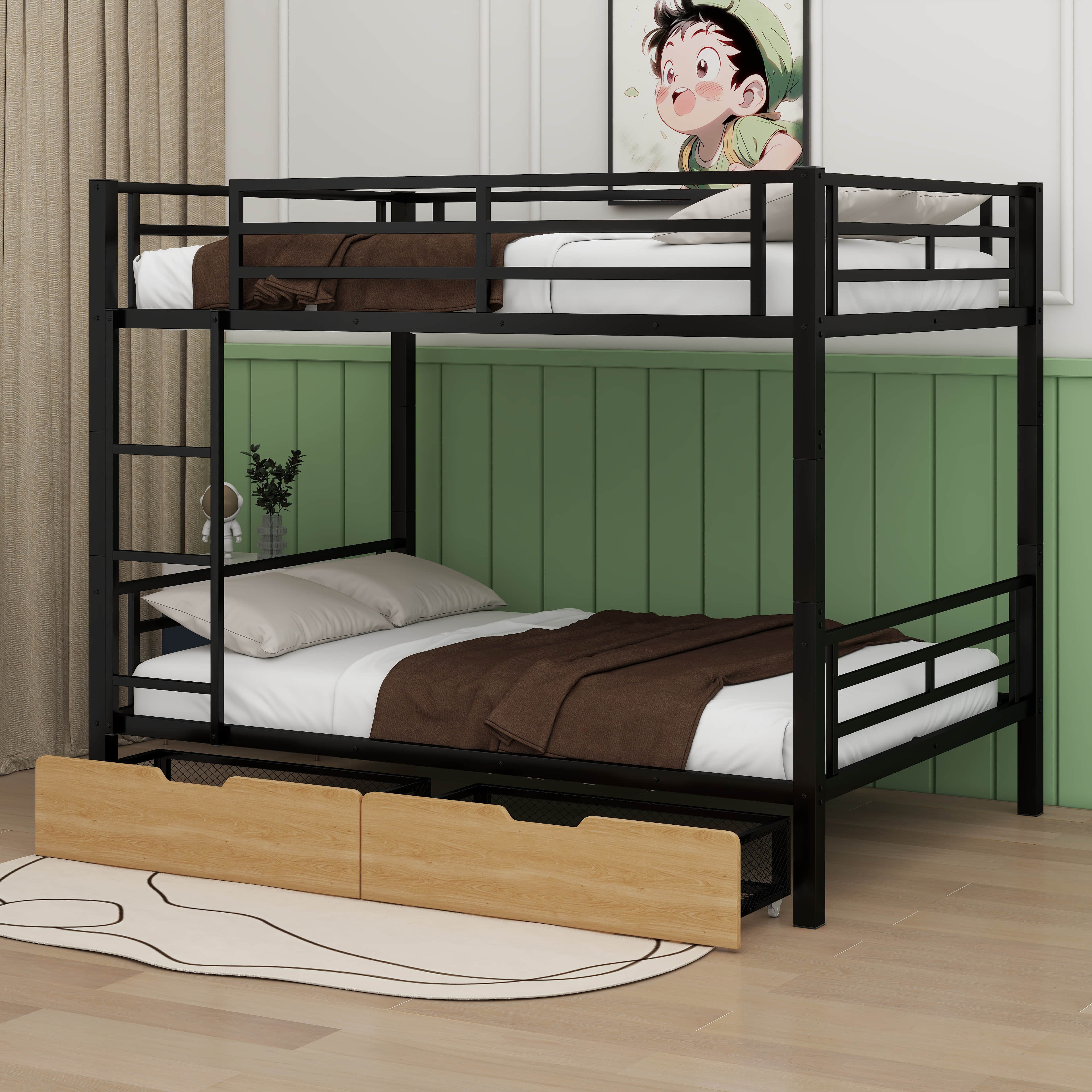 Mason & Marbles Metal Full Size Convertible Bunk Bed With 2 Drawers ...