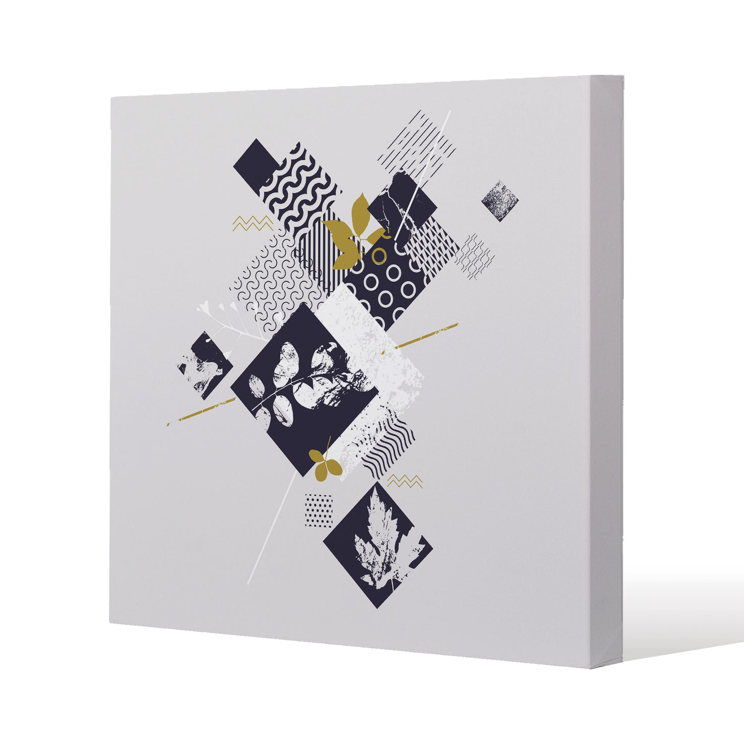 Latitude Run Geometric Squares & Leaves Slim Style Canvas Print, 15mm ...