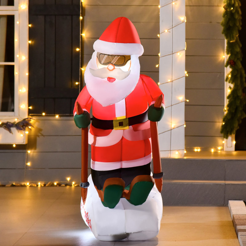 The Holiday Aisle® Santa Claus Skiing Inflatable & Reviews | Wayfair