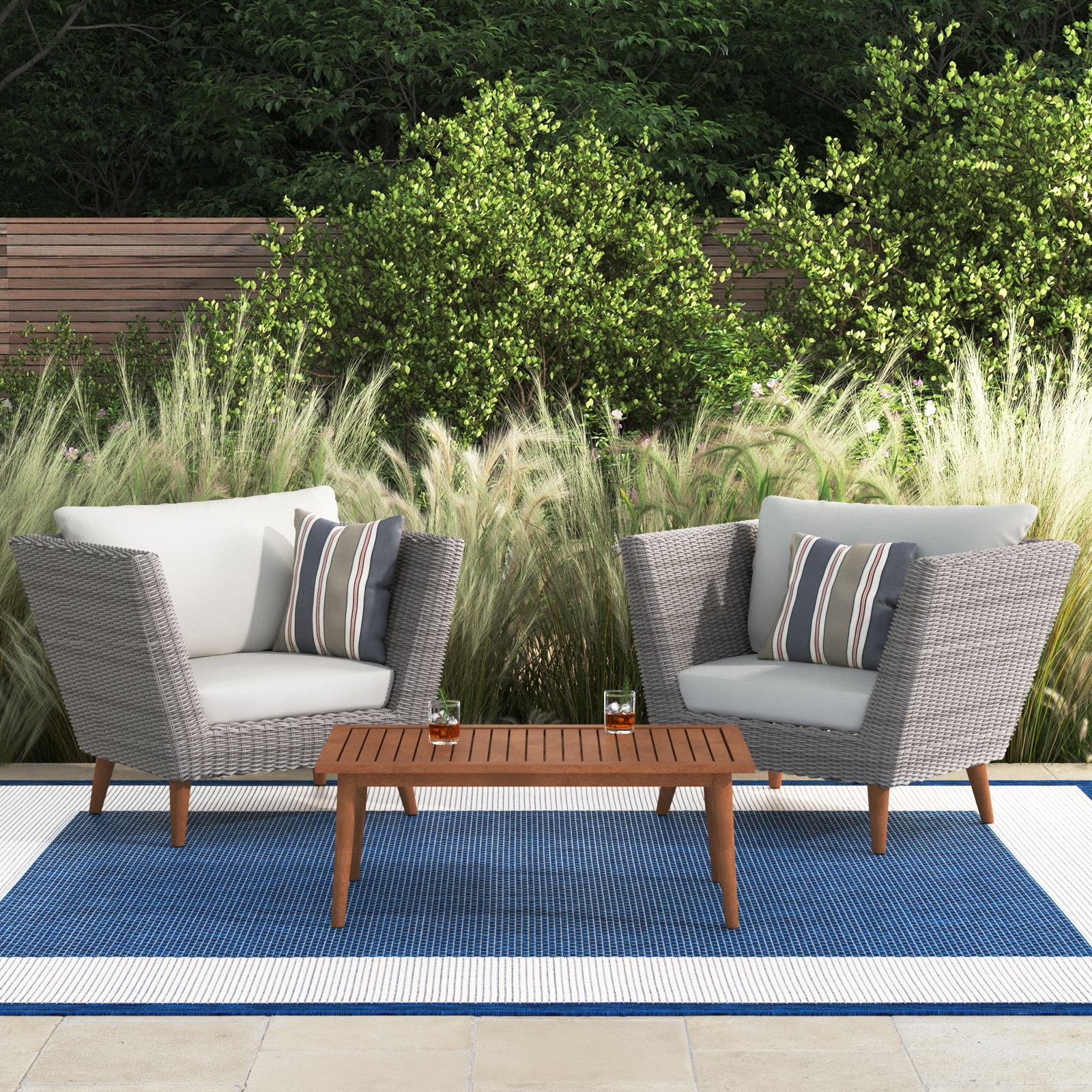 Langley Street 2 - Person Outdoor Seating Group with Cushions | Wayfair