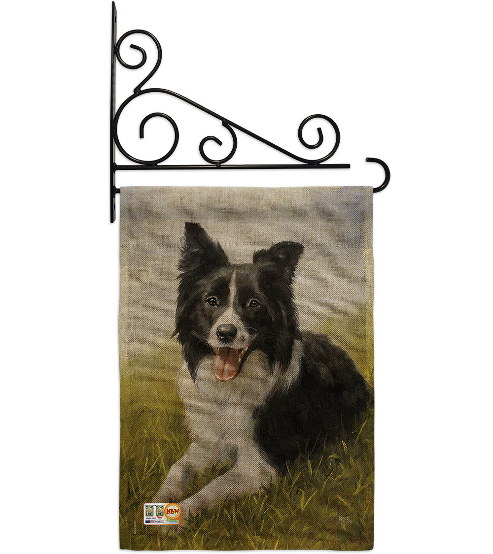 Breeze Decor Bordure collie 2 côtés en toile jute 19 x 13 po drapeau de ...