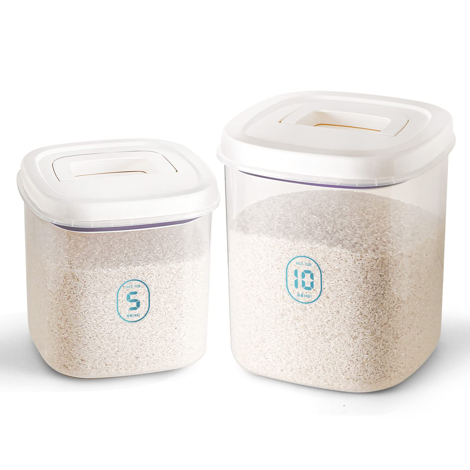 Rebrilliant Rice Container 25 Lbs,10.5 Qt/10 L/25 Lbs Rice Dispenser ...