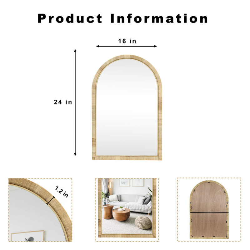 Bayou Breeze 16"×24" Handmade Rattan Framed Wall Mirror, Rustic ...