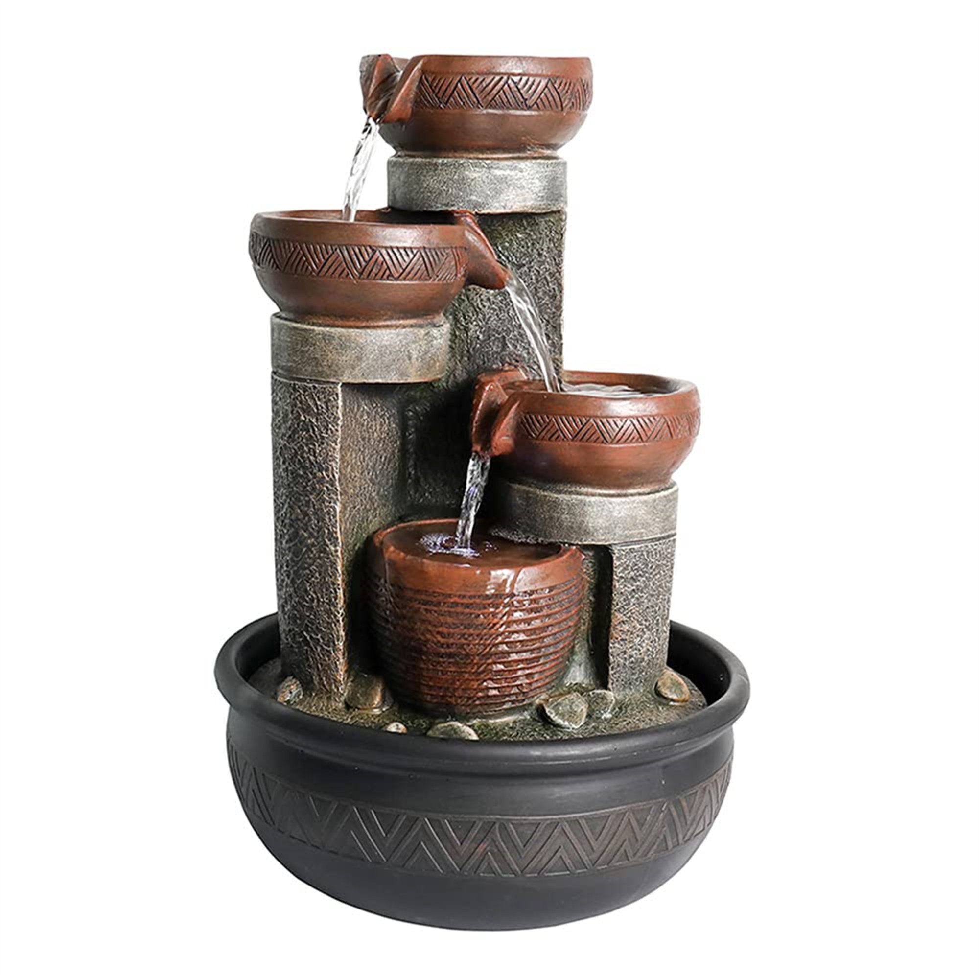 Loon Peak® 4 Tier Indoor Tabletop Waterfall Fountain With LED Lights ...