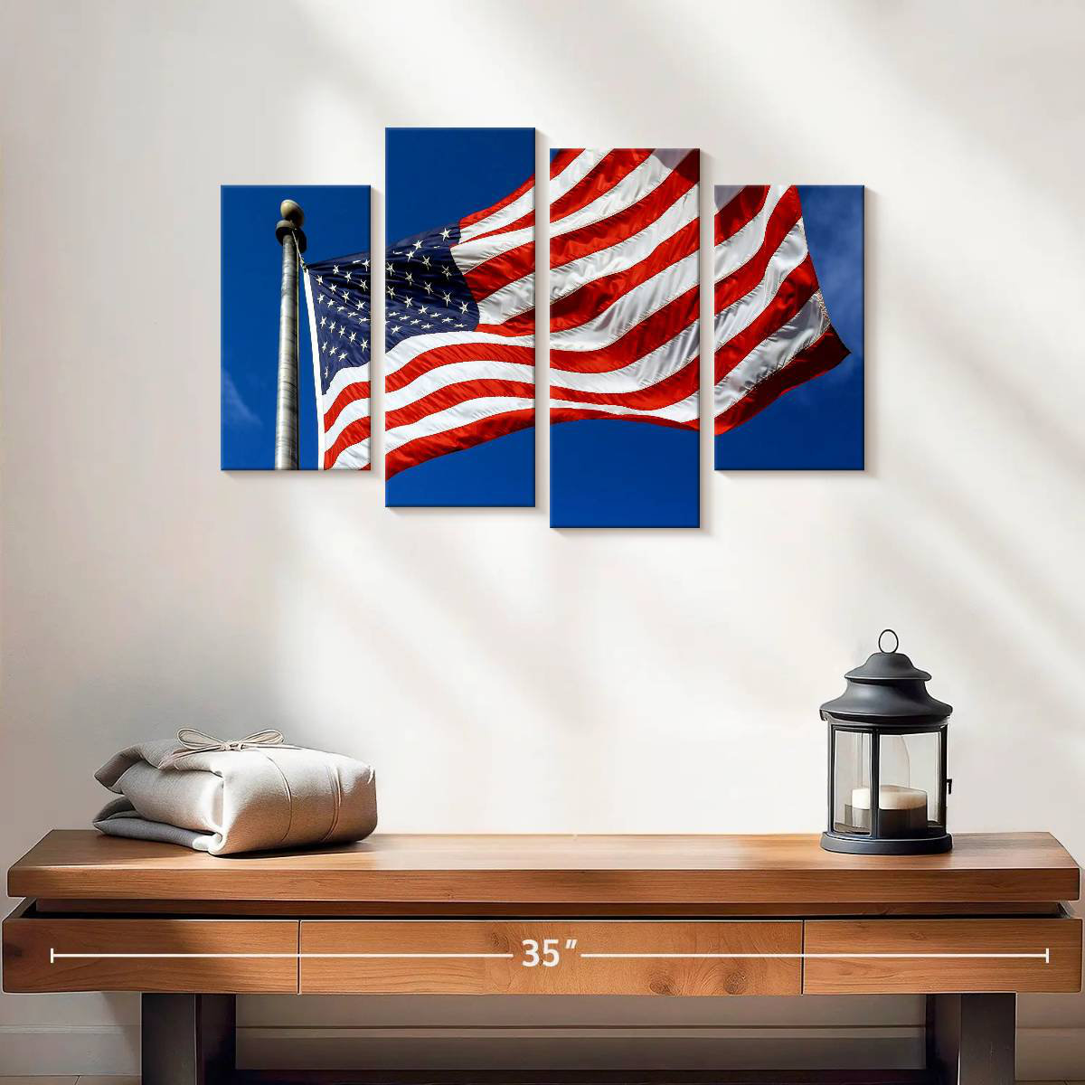 Ebern Designs Borges Windblown American Flag | Wayfair