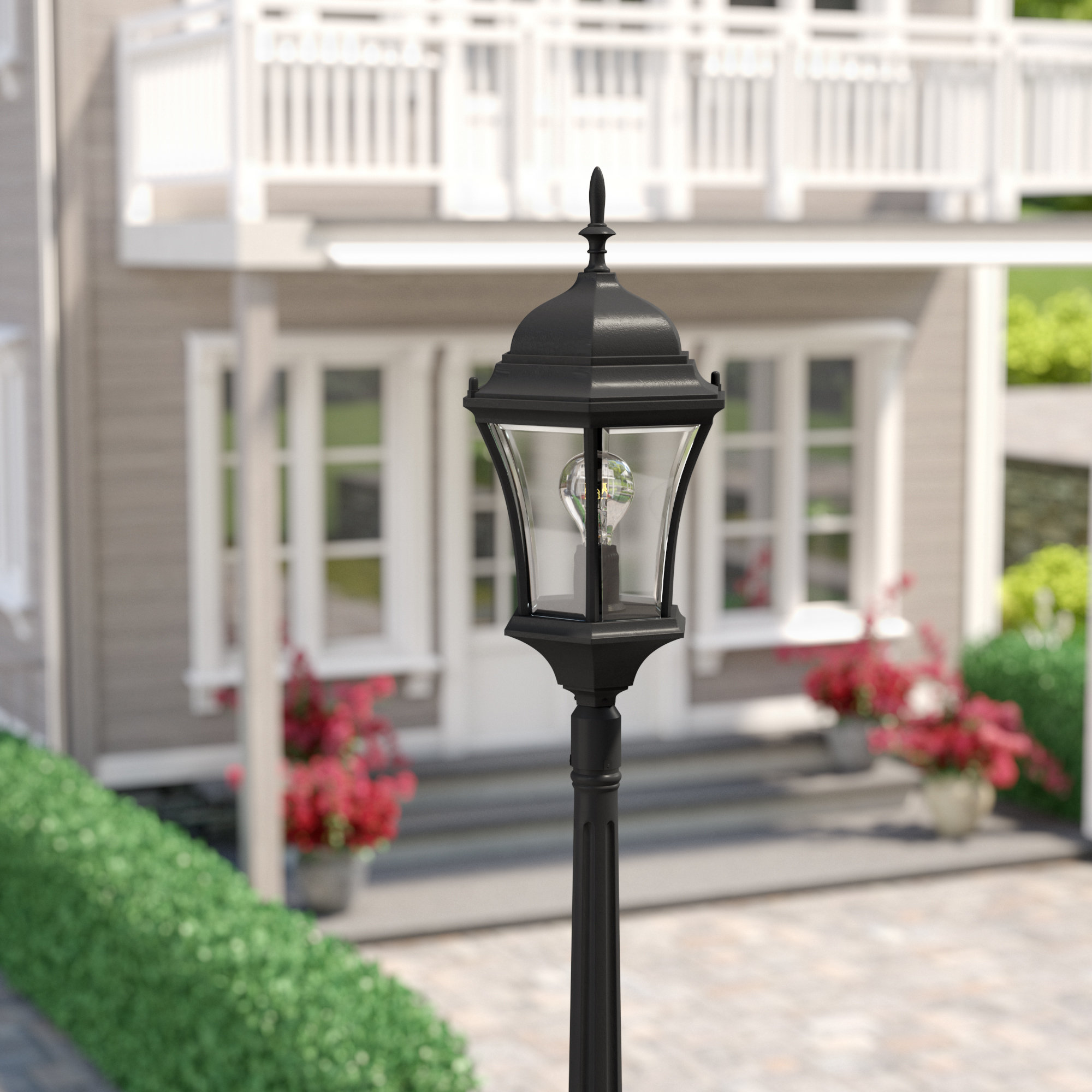 Lark Manor Alekh Black Outdoor 1-Light 90" Post Light & Reviews ...