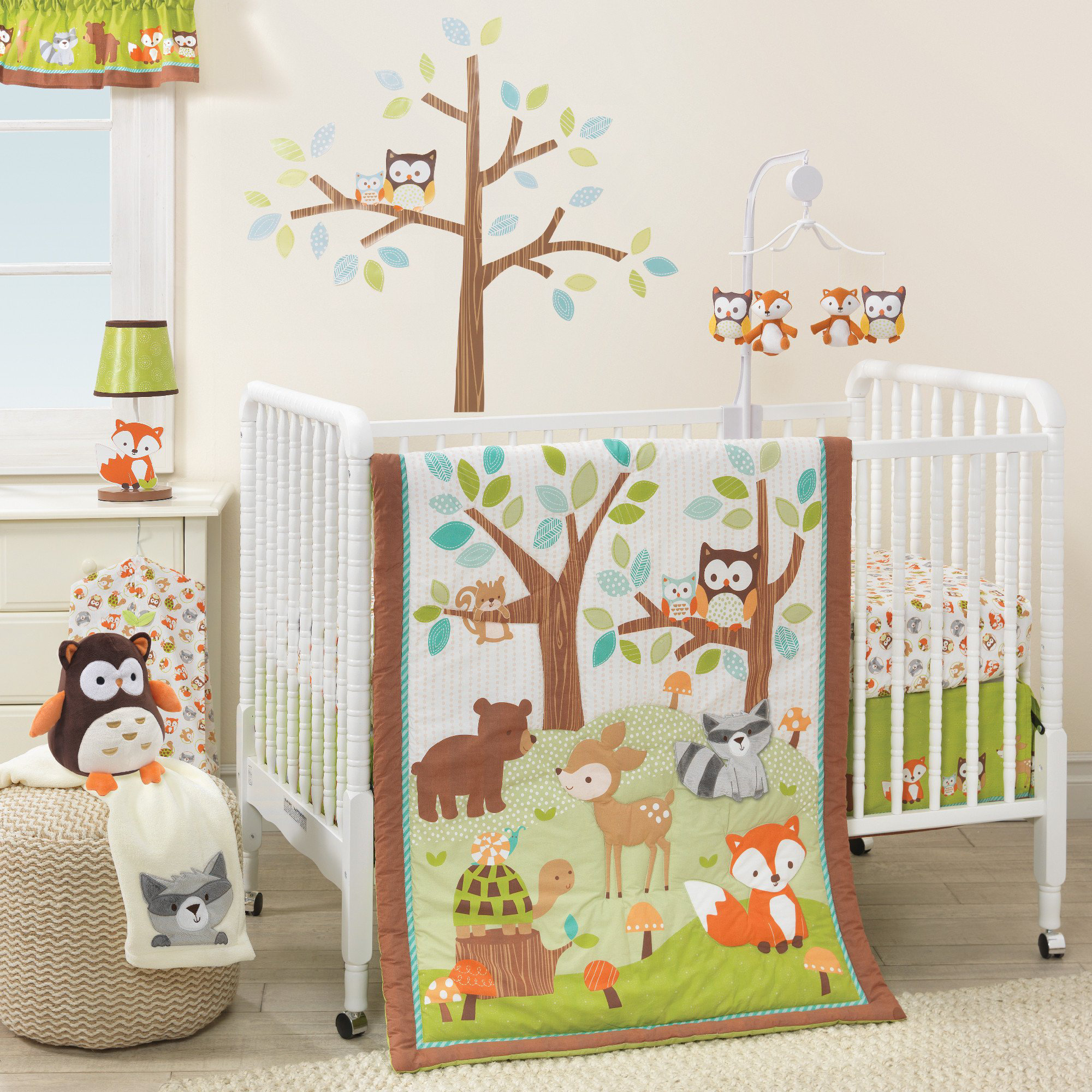 Bedtime Originals Friendly Forest White/Brown/Green Woodland Animals ...