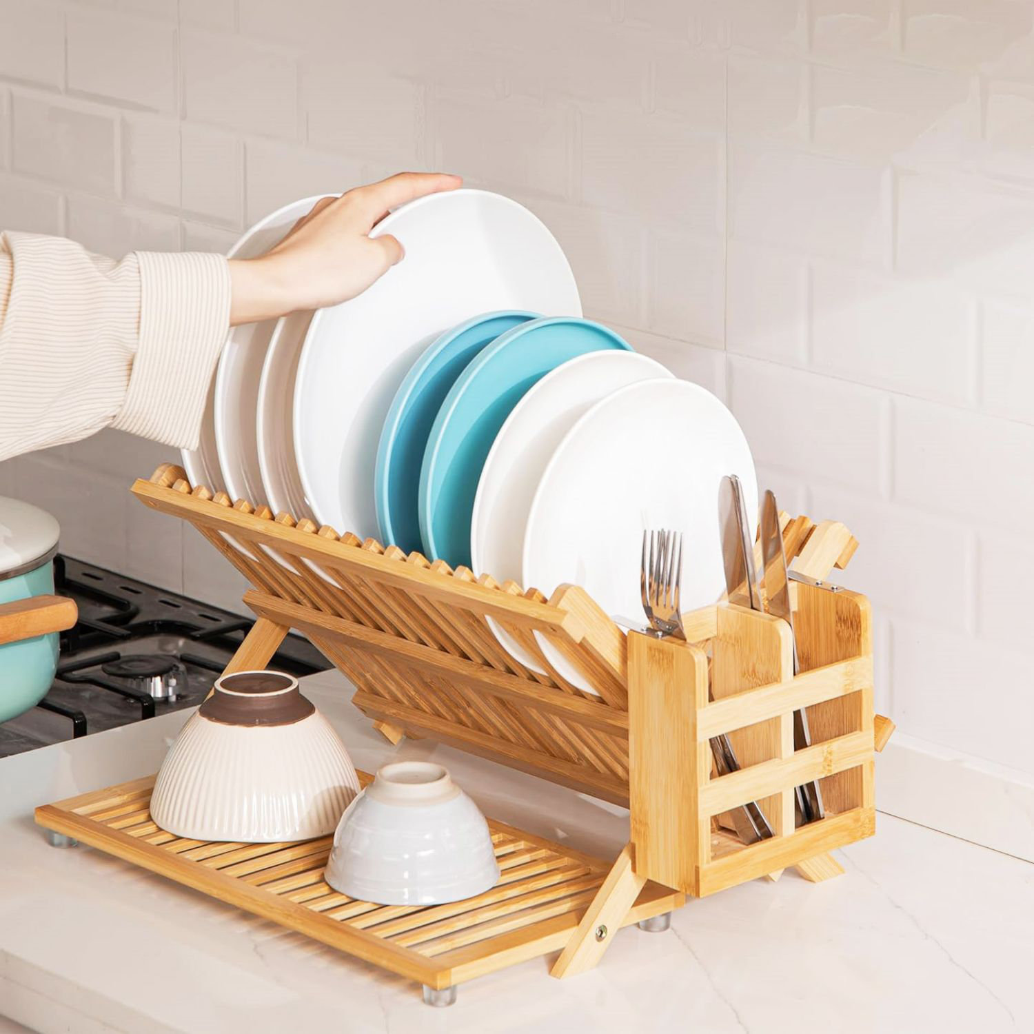 Rebrilliant Cothern Bamboo Dish Rack | Wayfair