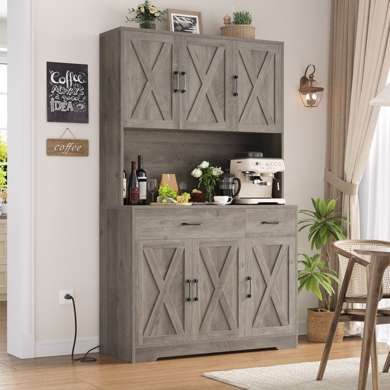 Gracie Oaks 71" H Kitchen Pantry Cabinet & Reviews | Wayfair