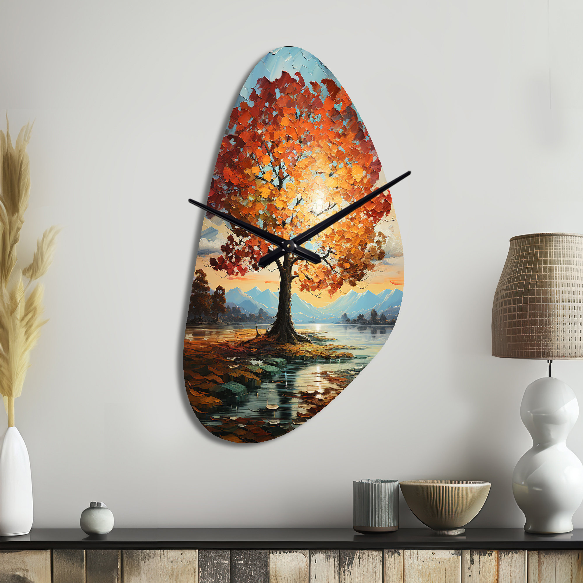 Design Art Orange Teal Maple Tree Majestic Maple - Maple Asymmetrical ...