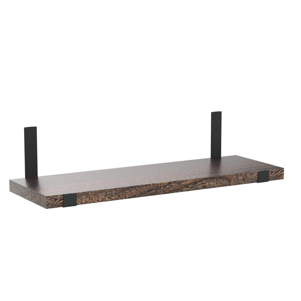 17 Stories Rustic Wood Floating Shelves Wall Mounted Shelving Set Of 2 ...