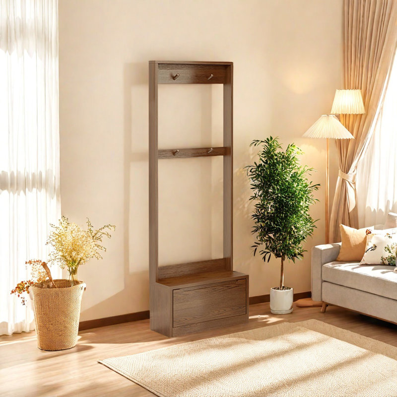 Elegant Home Furnishings.s Solid Oak Hall Tree with Shoe Storage Bench ...