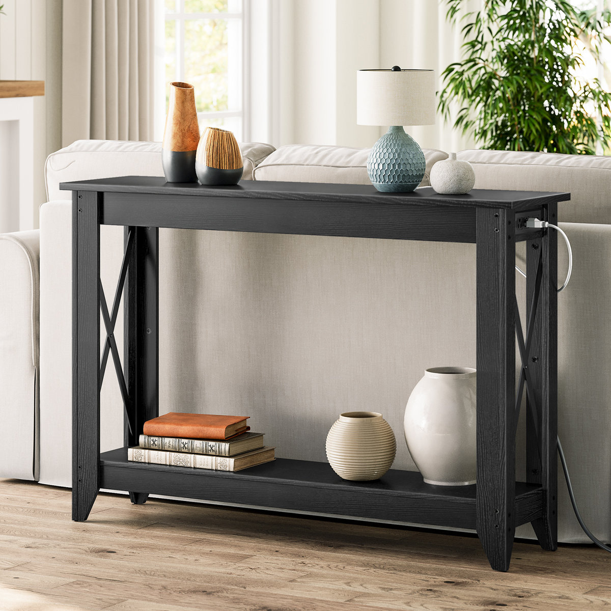 Winston Porter Samha 47.2'' Console Table with Charging Station ...