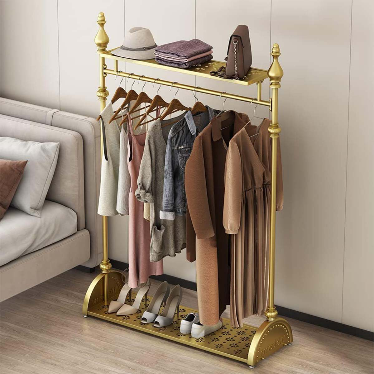 House of Hampton® Clothing Rack Gold, Industrial Clothes Rack For ...