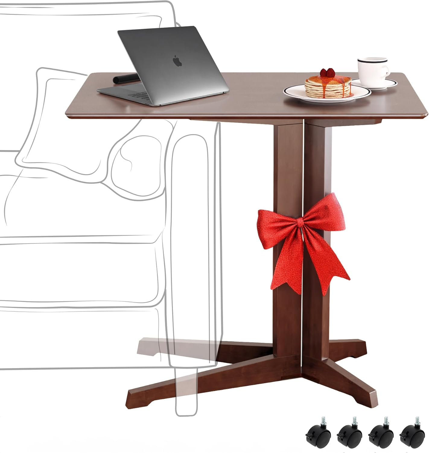 Latitude Run® Bamboo Rolling Side Table with Wheels - Sofa Side Table ...