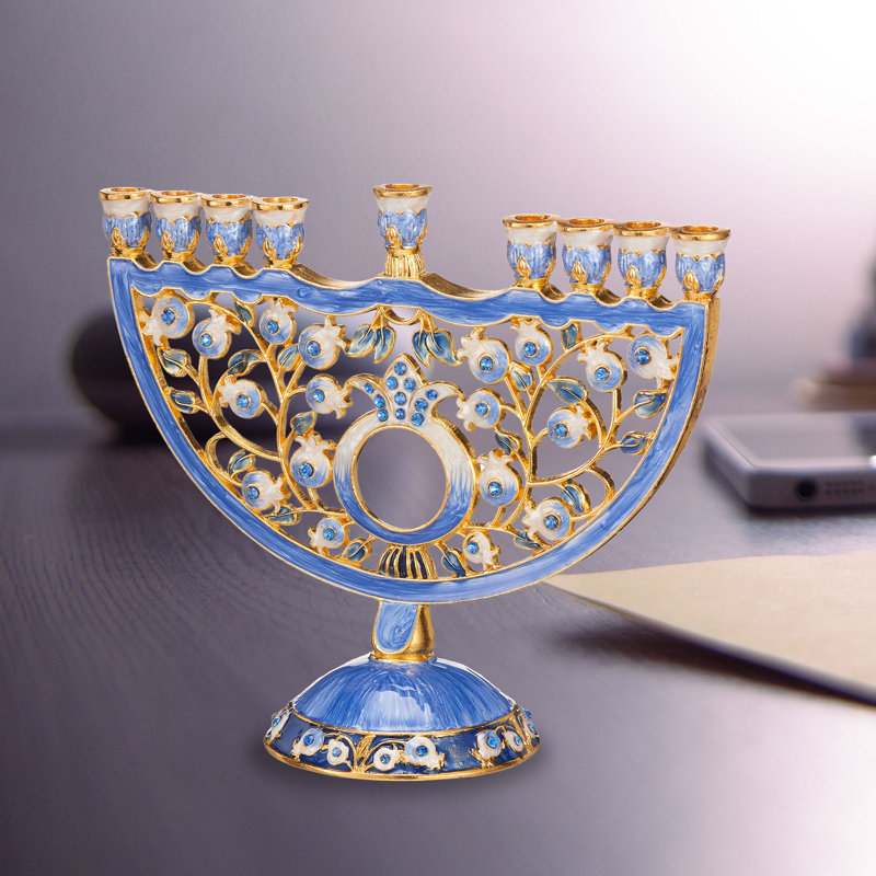 Matashi Crystal Pewter Tabletop Menorah | Wayfair