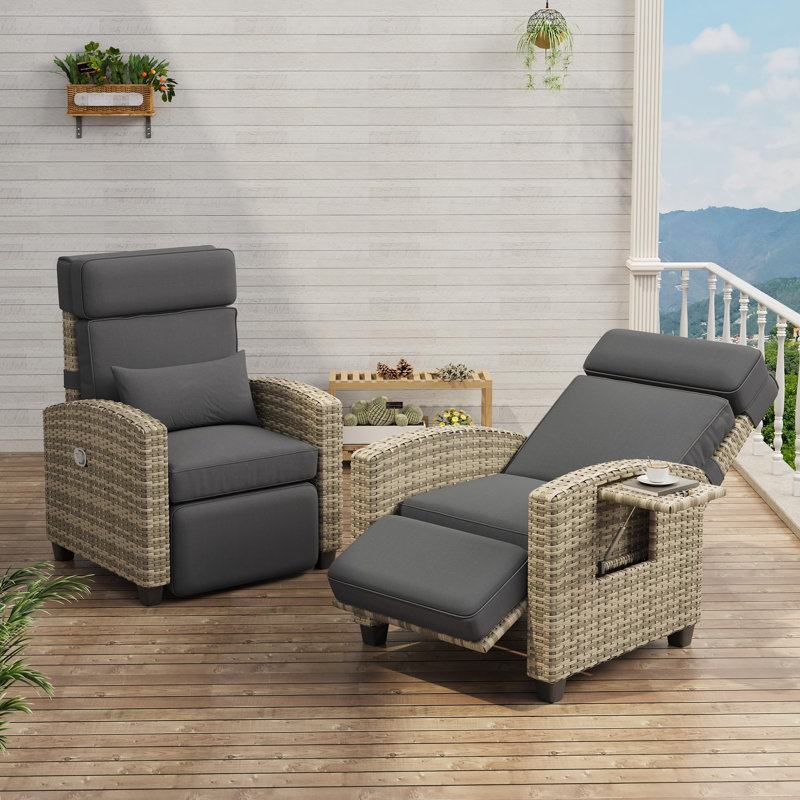 Lark Manor™ Outdoor Recliner Chair With Cushion/Side Table, Patio ...