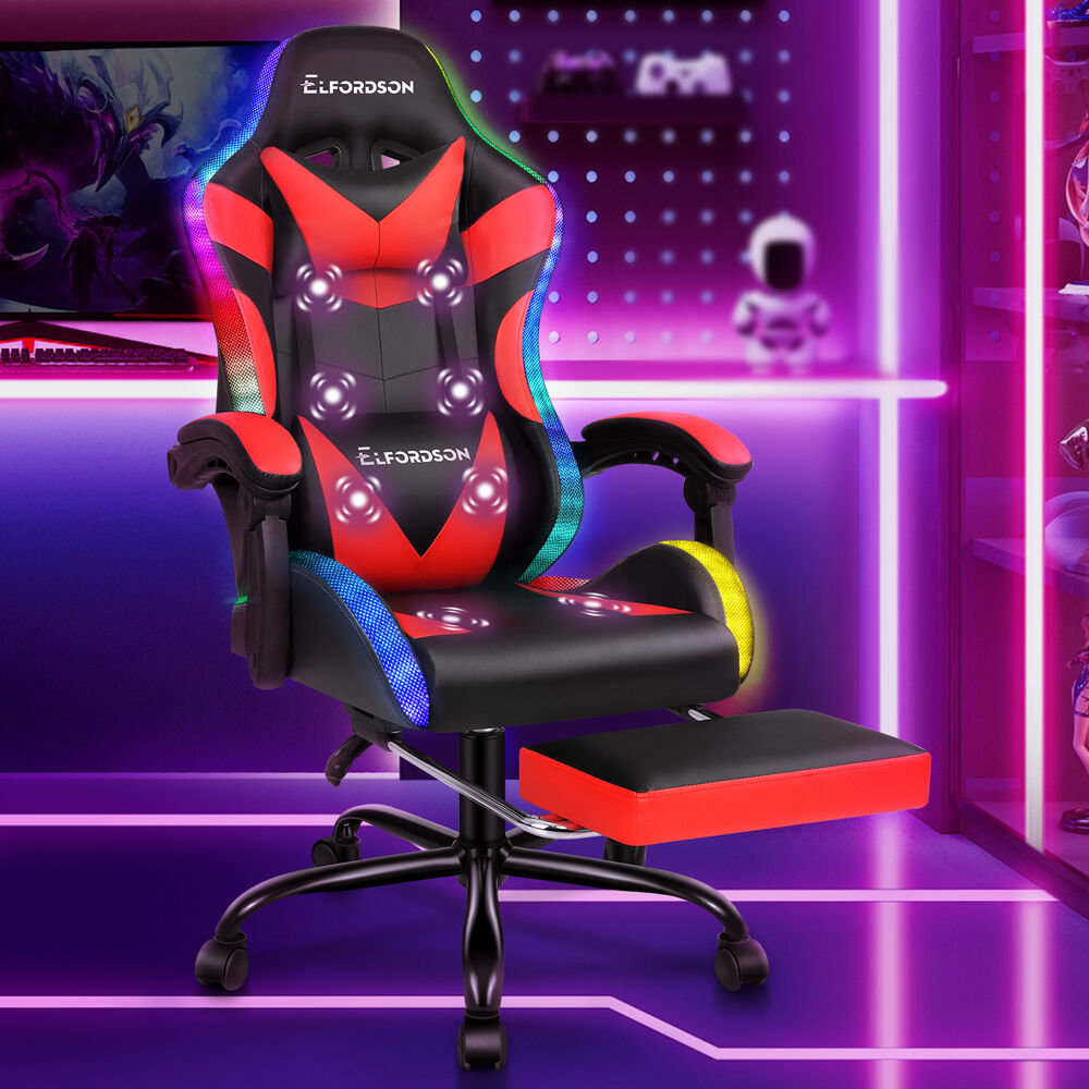 ELFORDSON Adjustable Reclining Swiveling PC & Racing Game Chair with ...