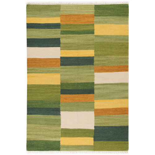 Ebern Designs Flatweave Green Rug | Wayfair.co.uk