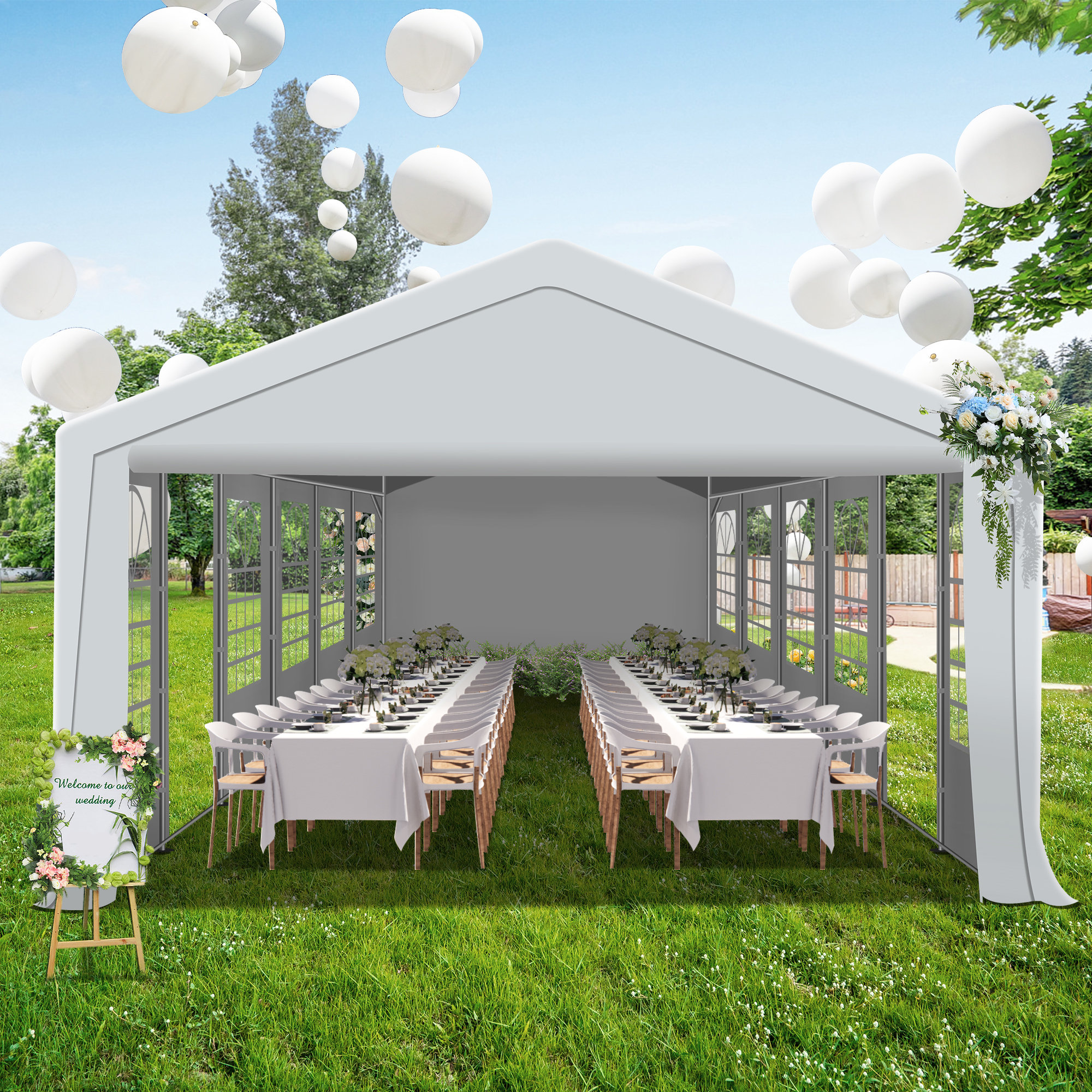 COVERONICS Galvanized Steel Party Tent - Heavy Duty Wedding Tent with 4 ...