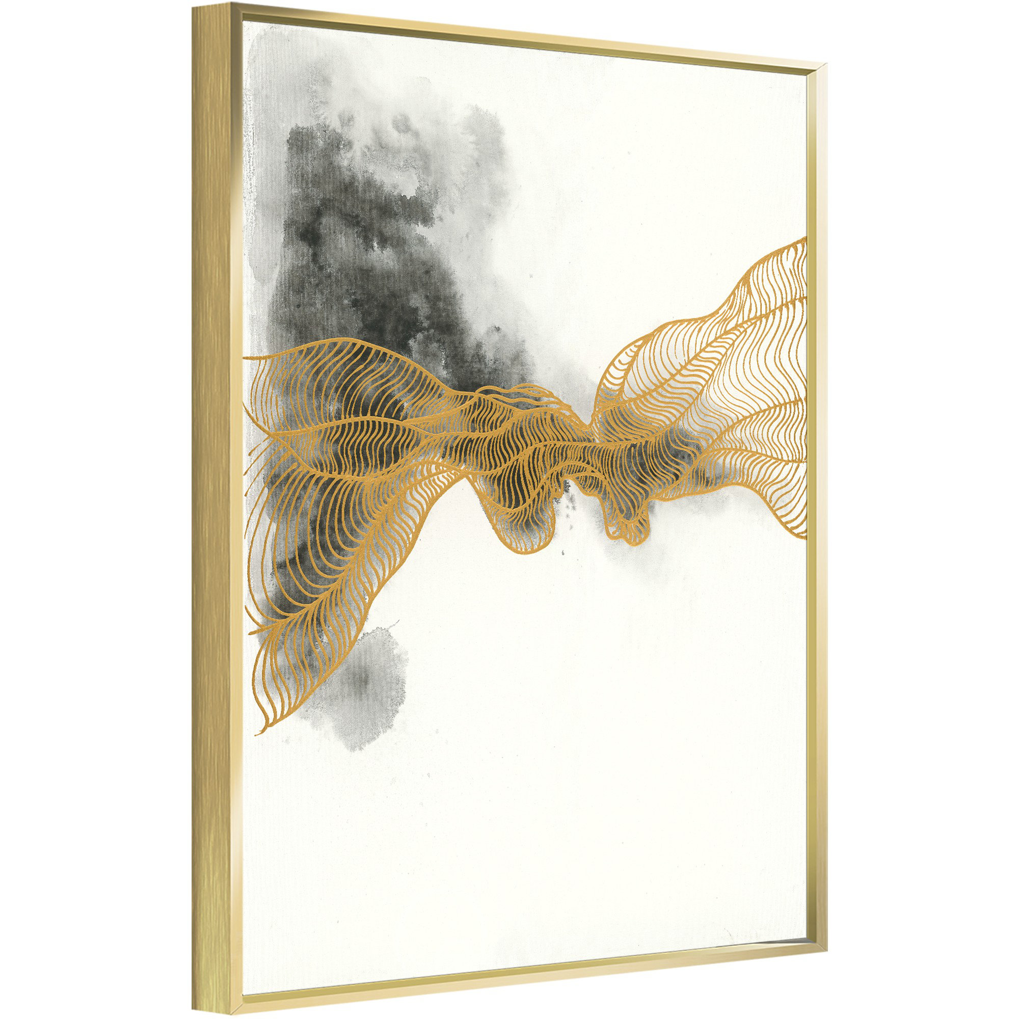 Everly Quinn Canvas Abstract Wall Art For Room Gold Aluminum Framed ...