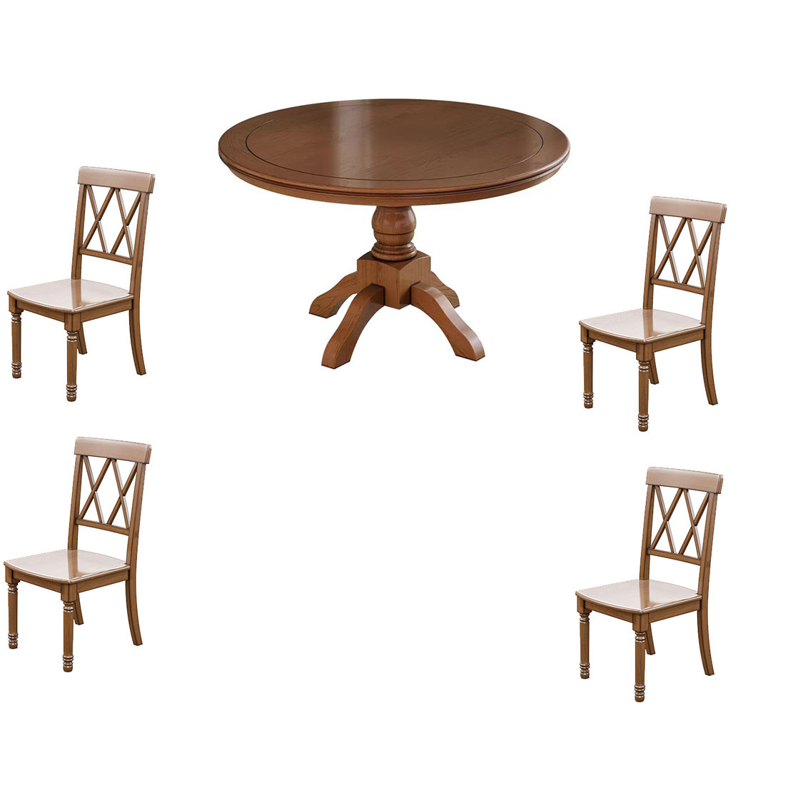 Dining Elegance American Retro Dining Table And Chair Combination Round ...