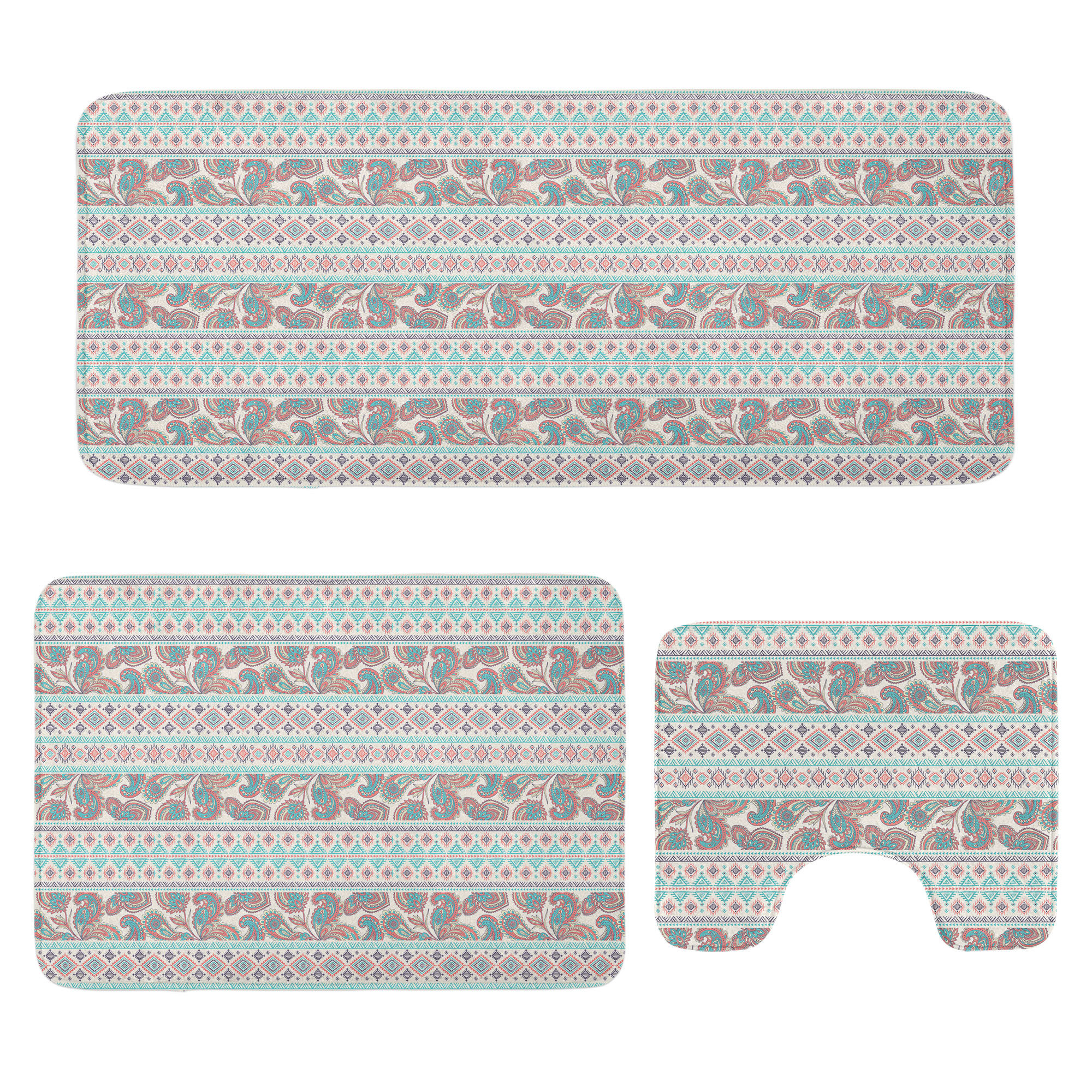 East Urban Home Tribal Bathroom Rug Set 3 Pieces U-Shape & Rectangle ...