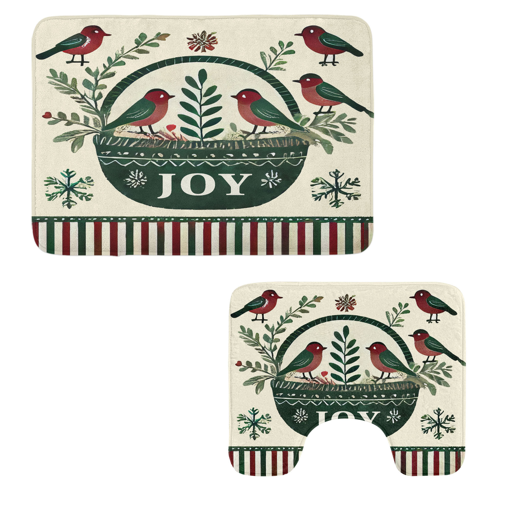 The Holiday Aisle® Christmas Bathroom Rug Set 2 Pieces Rectangle ...