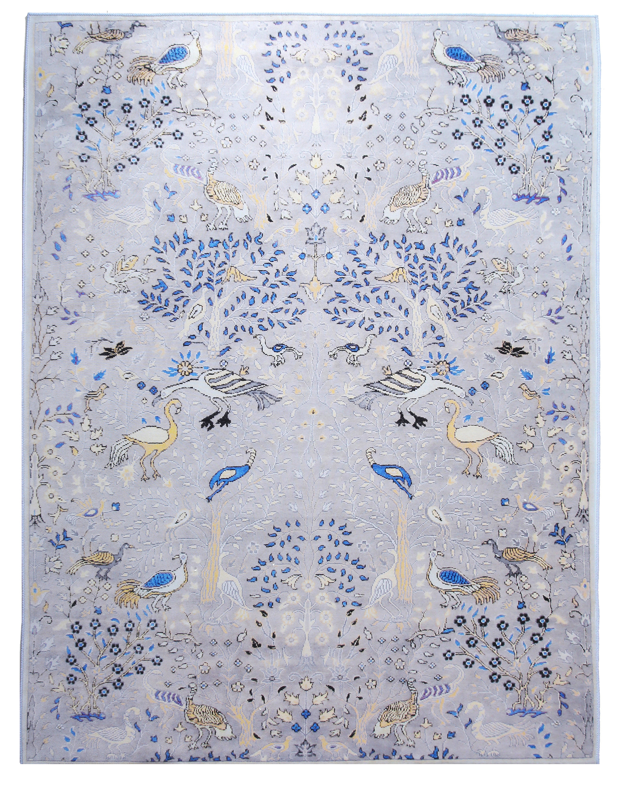 Kalili Rugs Modern Gray Birds Machine Washable Area Rug with Built-in ...