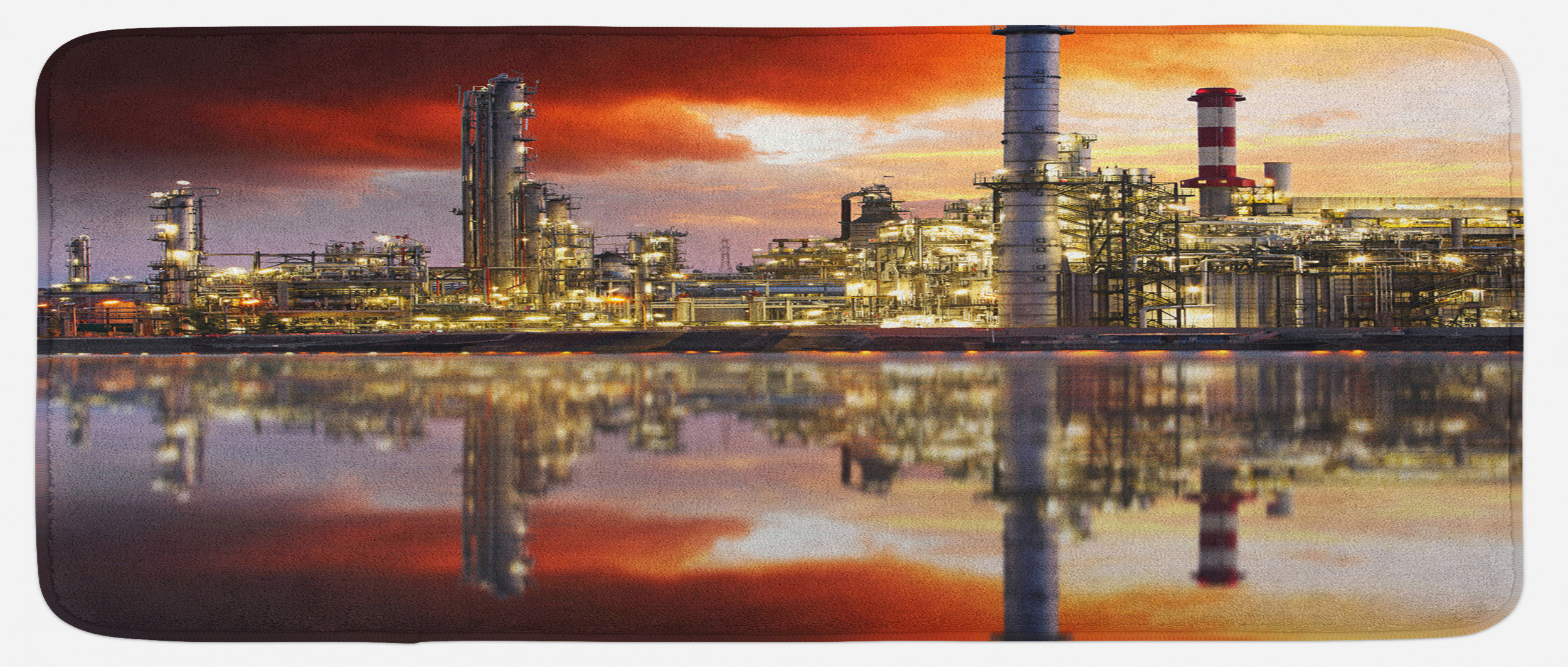 East Urban Home Oil Refinery Petrochemical Industry Water Reflection ...