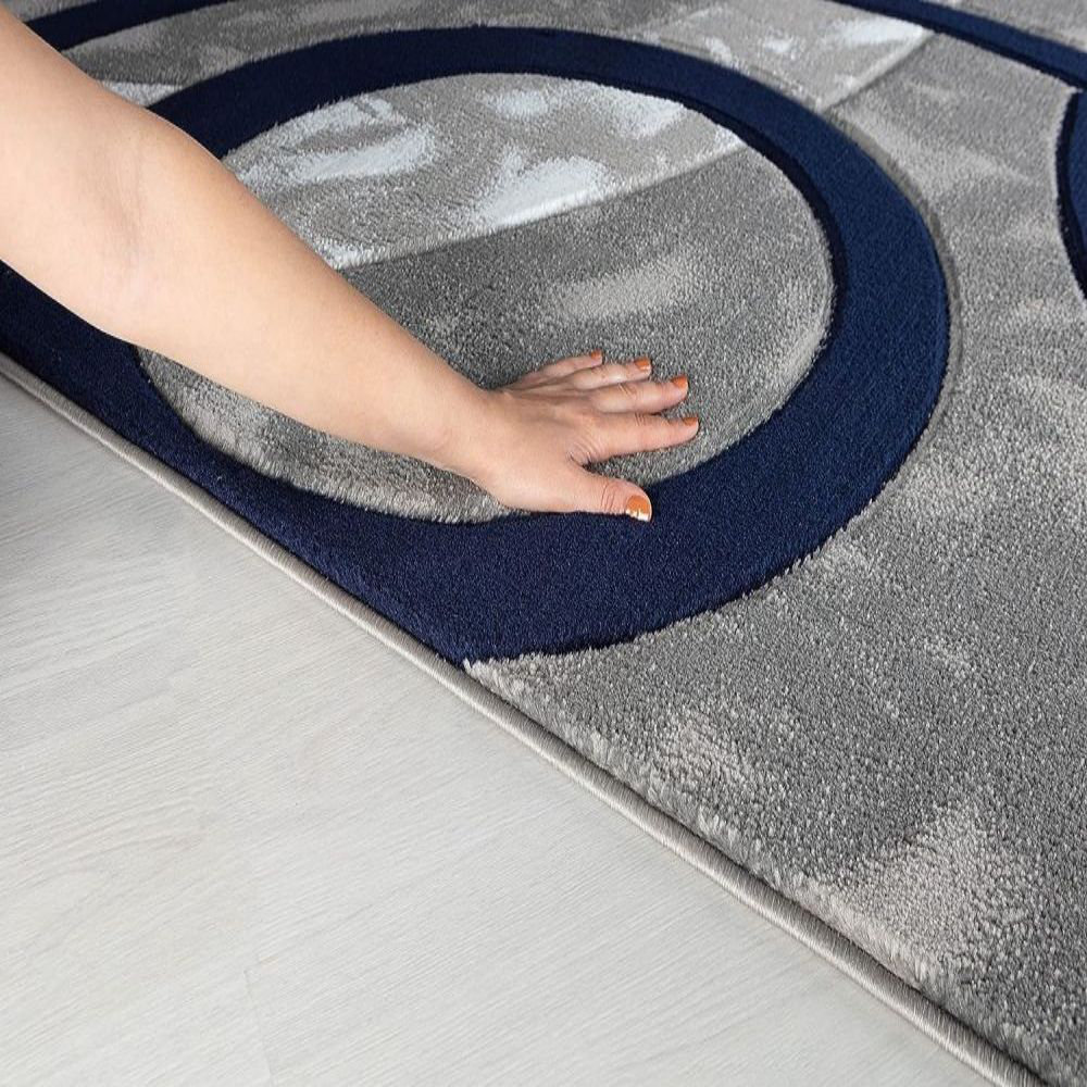 George Oliver Area Rug Modern 5X7 Circles Geometry Soft Hand Carved ...