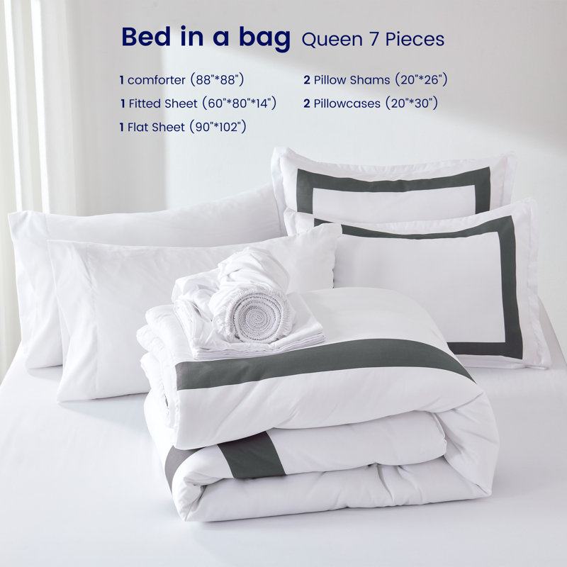 Sleep Zone Classic Solid Border Bedding Set & Reviews | Wayfair