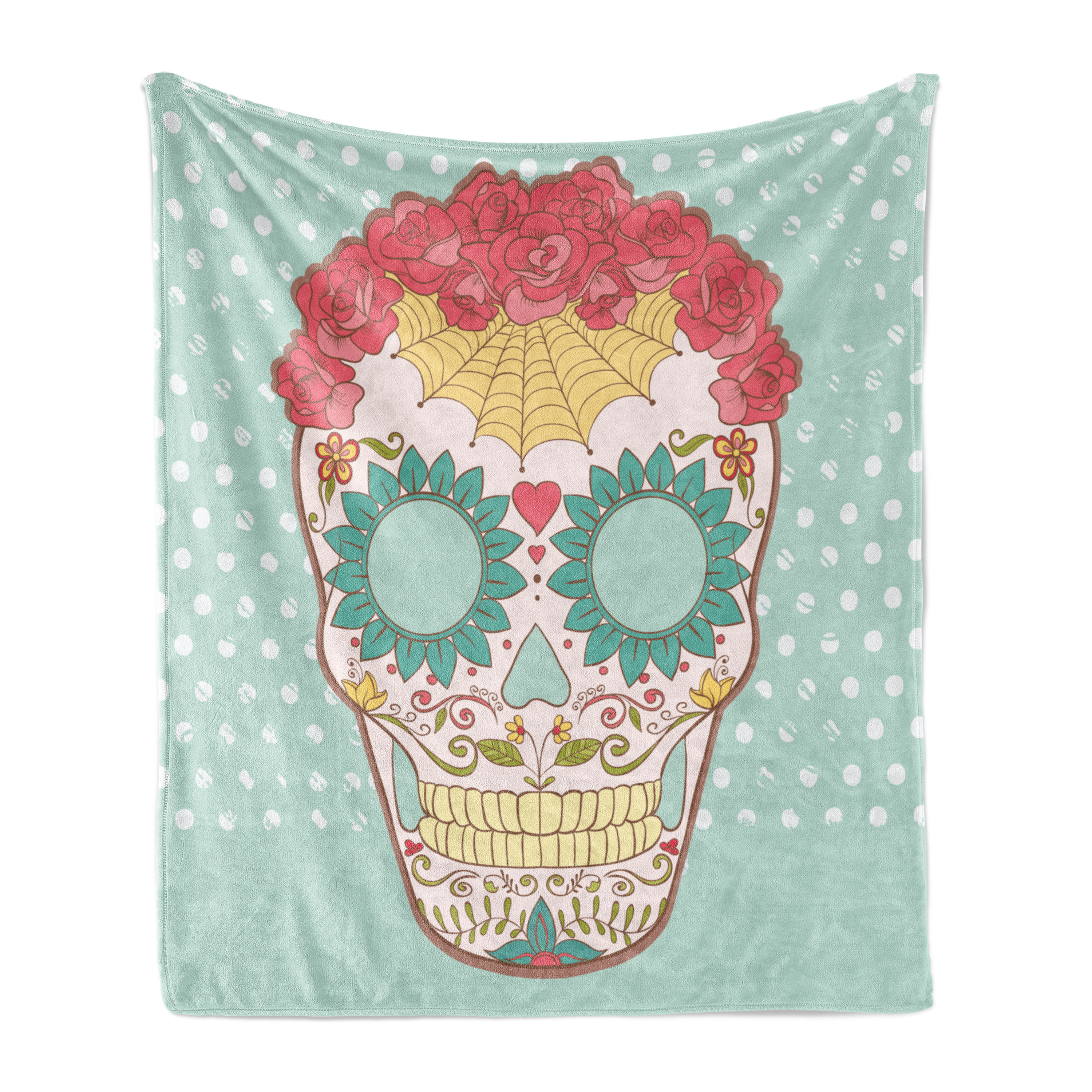 Ambesonne Sugar Skull Fleece Throw Blanket Floral Lady Skull Multicolor ...